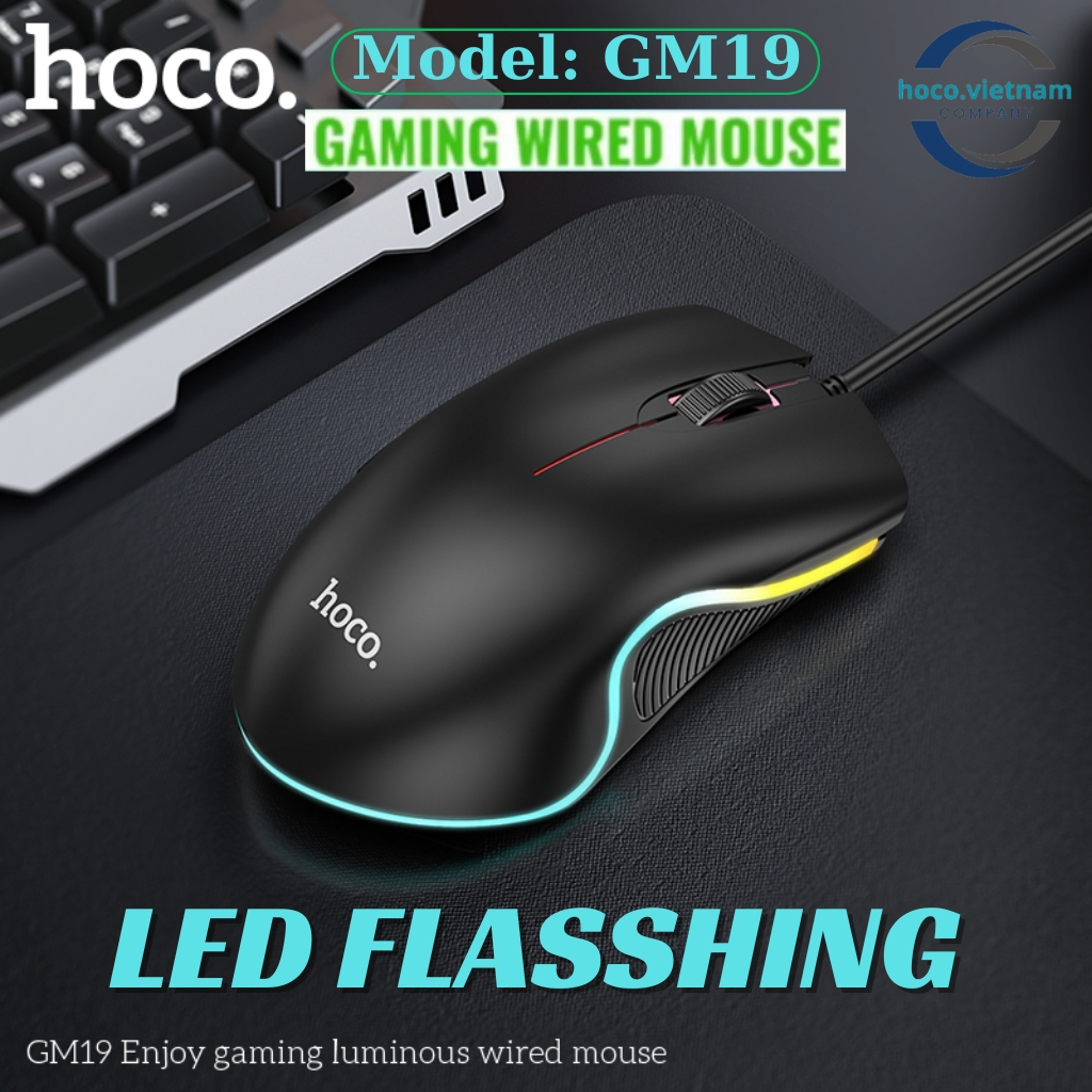 Chuột Máy Tính Hoco GM19 Chơi GAME, Viền Đèn LED Nhều Màu,Nút 3D, Phản Hồi Nhanh,Không Lag ...