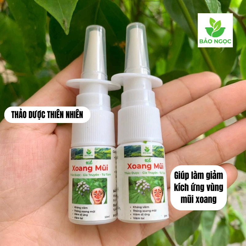 Set 2 lọ xịt xoang mũi thảo dược Bảo Ngọc, dịch chiết hoa ngũ sắc, vòi voi, ngải trời giúp thông ...