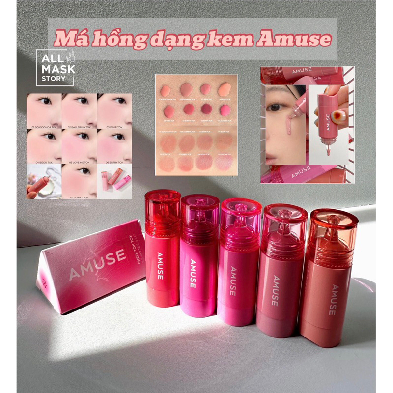 MÁ HỒNG KEM AMUSE CHEEK TOK TOK | Shopee Việt Nam