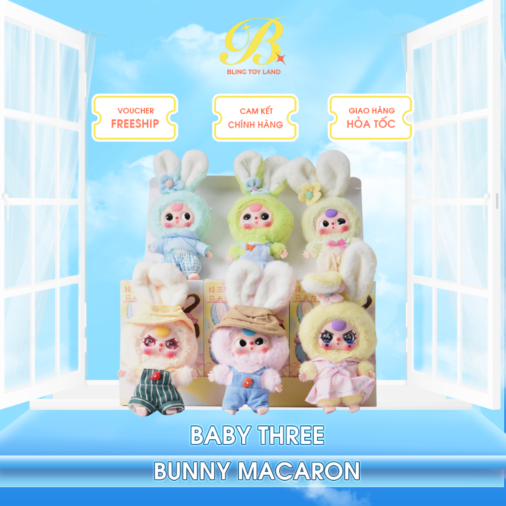 [Có sẵn] Blindbox Baby Three Rabbit Macaron Cute Bunny Plush | Shopee ...