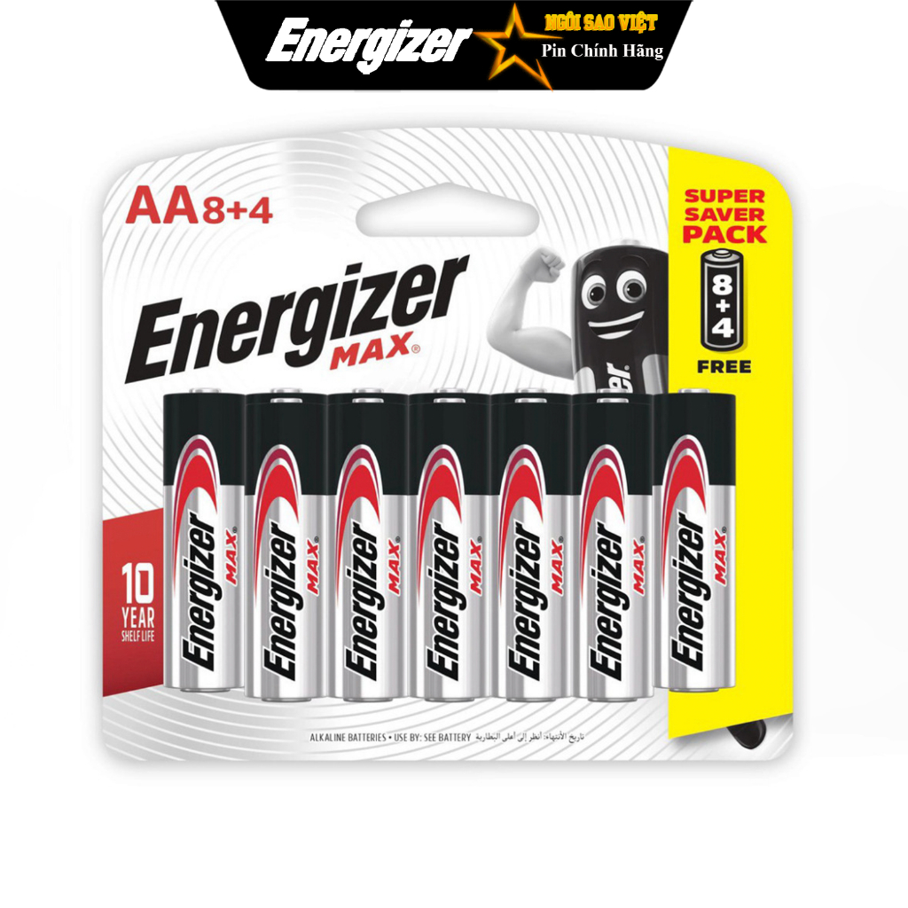 Pin AA Energizer Max E91 BP8+4 - Vỉ 8 Tặng 4 | Shopee Việt Nam