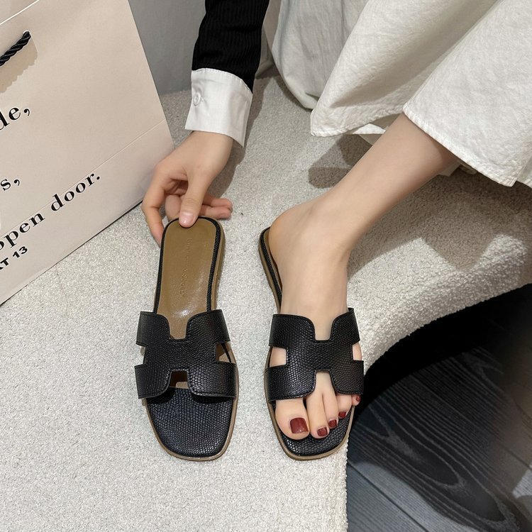 Dép nữ chữ H quai ngang da sần siêu bền êm chân hót hít Luxyshoes LXD6 ...