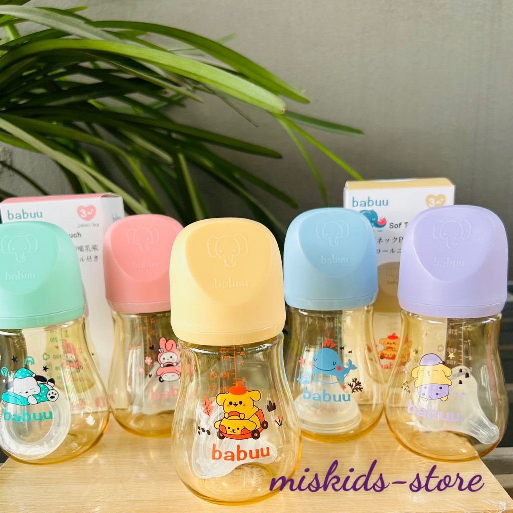 (Chọn size núm S,M,L,XL) Bình sữa Babuu cổ rộng PPSU cao cấp 90ml-180ml-240ml ( tặng 1 núm siêu ...