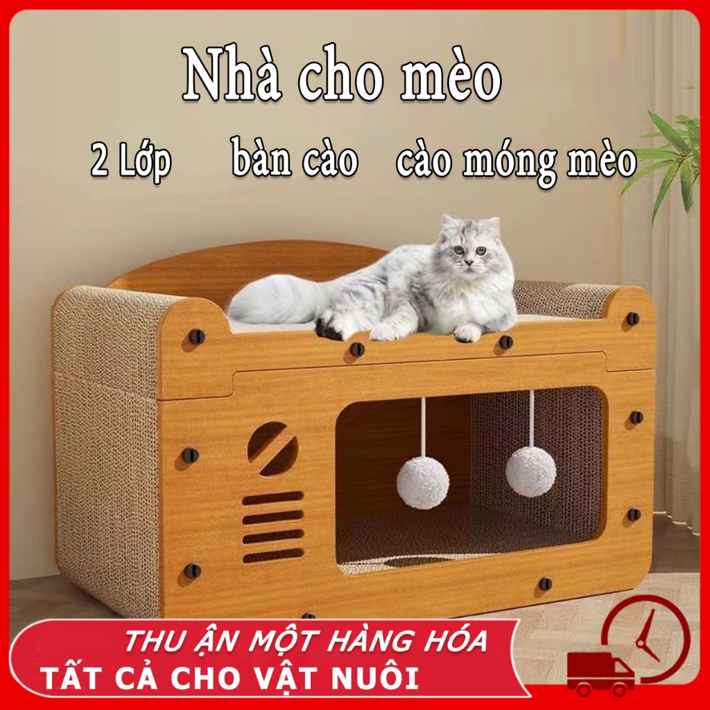 😻😻Bàn cào móng cho mèo nhà cho mèo đồ chơi cho mèo ổ mèo nhà cây cho mèo nhà mèo 2 tầng nhà gỗ ...