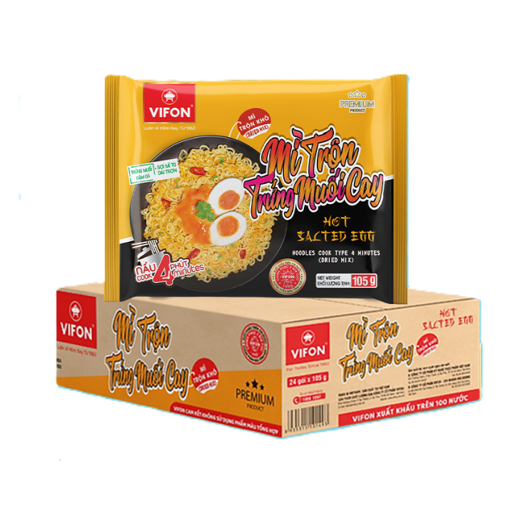 [VIFON] Thùng 24 gói Mì Trộn Trứng Muối Cay VIFON 105g/Gói | Shopee ...