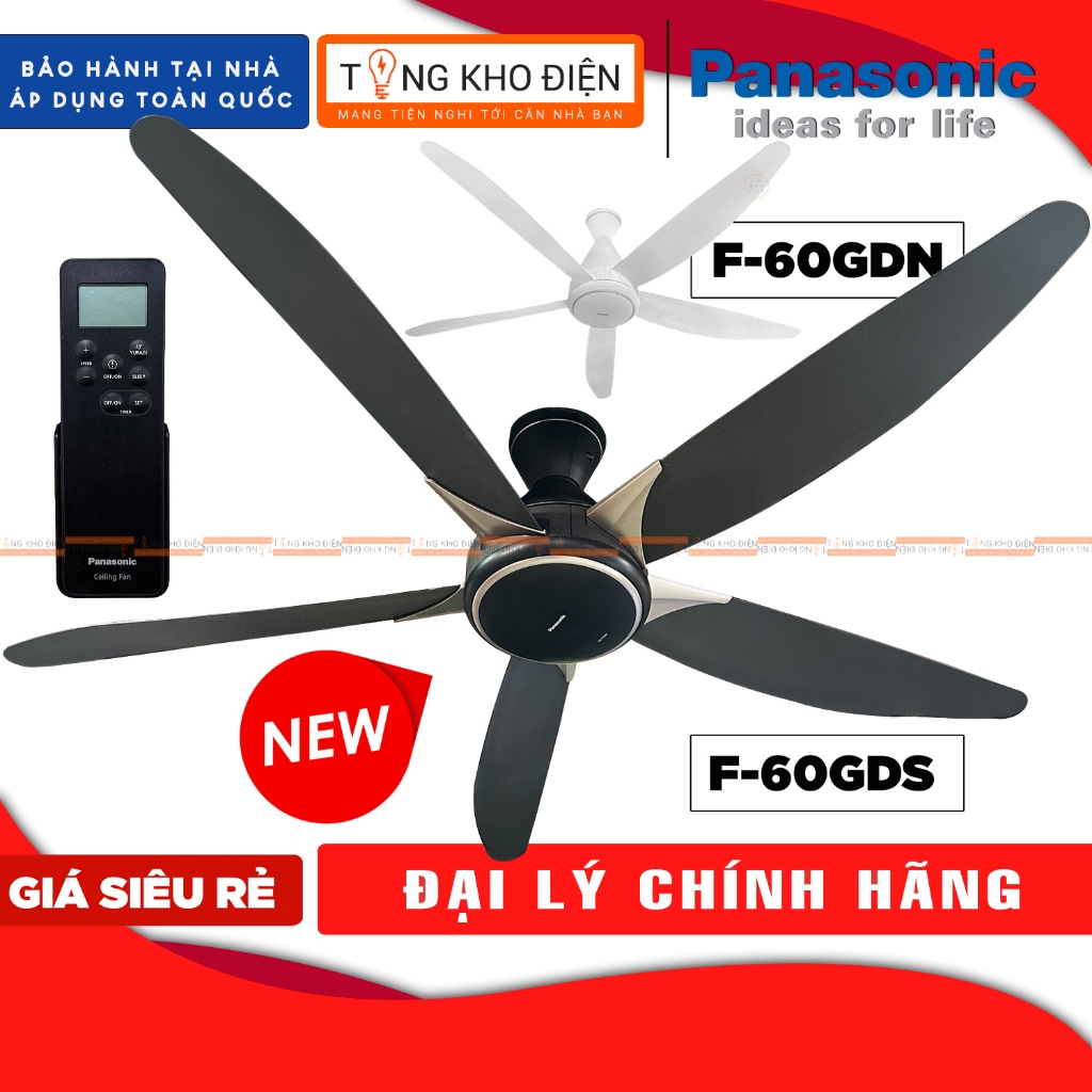 Quạt trần 5 cánh Panasonic F-60GDS | F-60GDN điều khiển từ xa, động cơ DC [CHÍNH HÃNG] | Shopee ...