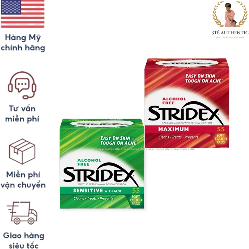 [NHẬP MỸ-HÀNG AIR] Miếng lau giảm mụn stridex 55 pads BHA 0.5% / 2%. | Shopee Việt Nam