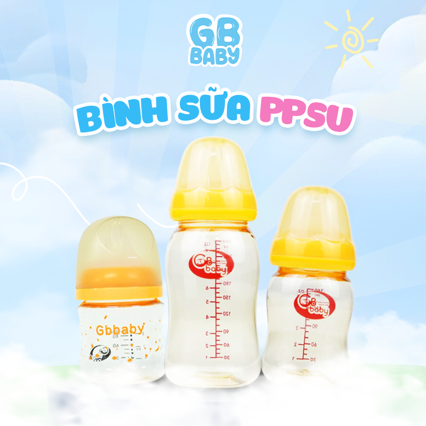 [Gb-Baby Chính Hãng] Bình sữa PPSU GB-Baby Cổ rộng dung tích 90ml 160ml 280ml Cổ rộng Tặng 1 núm ...
