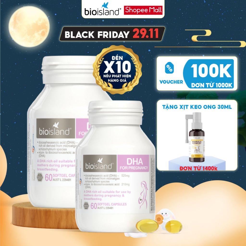 Combo 2 hộp viên uống DHA cho bà bầu Bio Island DHA For Prenancy 60 viên đảm bảo sức khỏe của mẹ ...