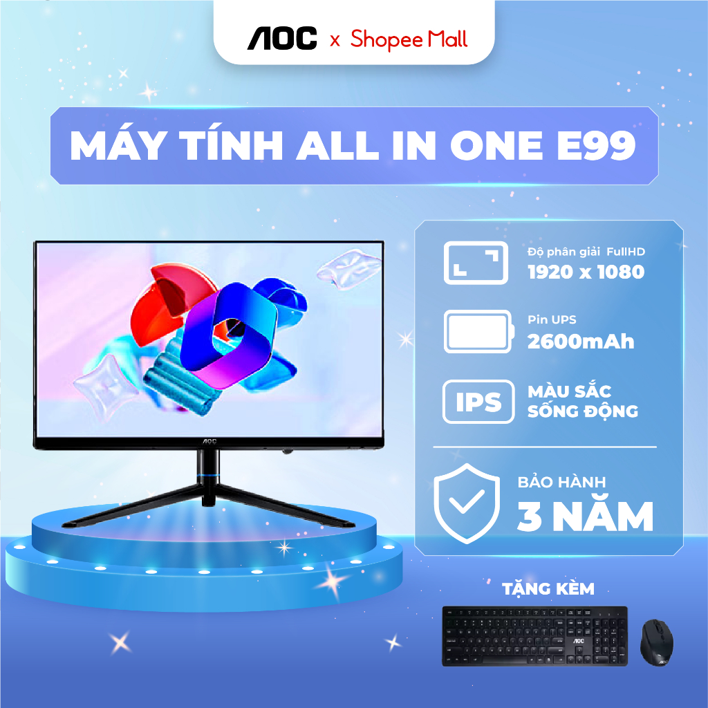 Máy tính All In One AOC E99 i5-12450H i7-13620H RAM 16GB DDR4, 512GB SSD Màn hình 23.8 Inch Pin ...