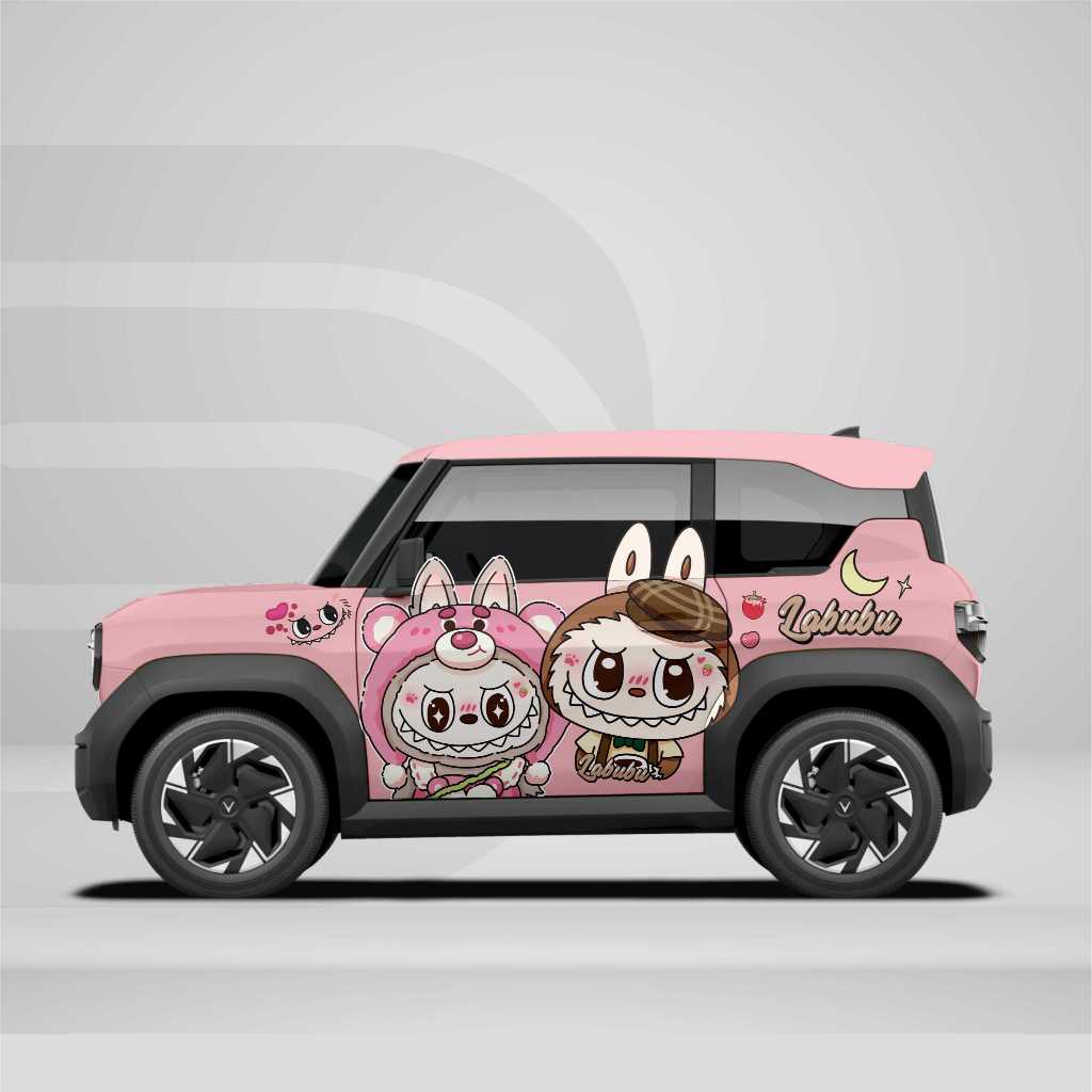 Tem dán xe ô tô VF3 LABUBU, Tem Labubu dán xe ô tô, Decal dán xe vf3 ...