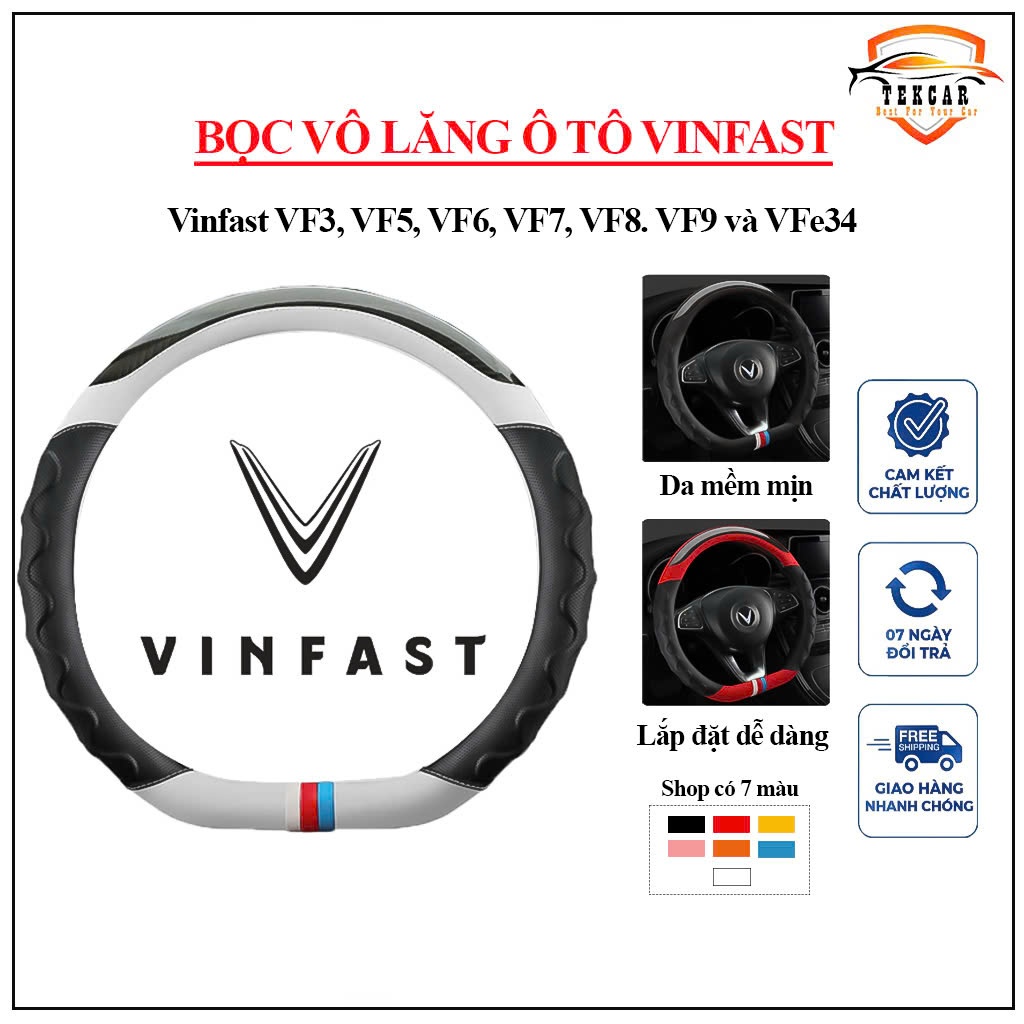 Bọc vô lăng DCUT cho xe ô tô Vinfast VF3, VF5, VF6, VF7, VF8, VF9, VFe34 phong cách thể thao ...