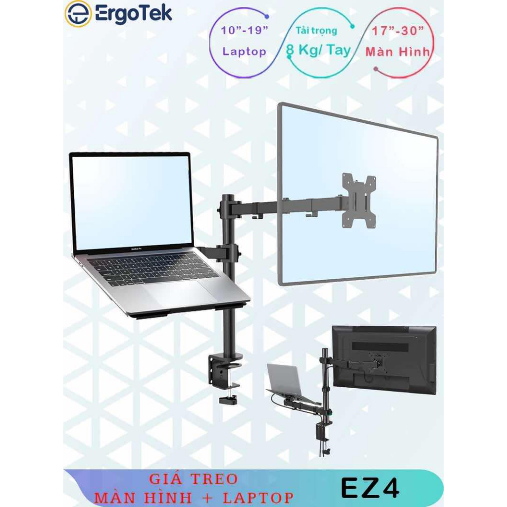 EZ4 M074 - Gía Treo 2 Màn Hình/ Gía Đỡ Màn Hình Máy Tính [17-32inch] - Kèm Gía Đỡ LapTop/MacBook ...