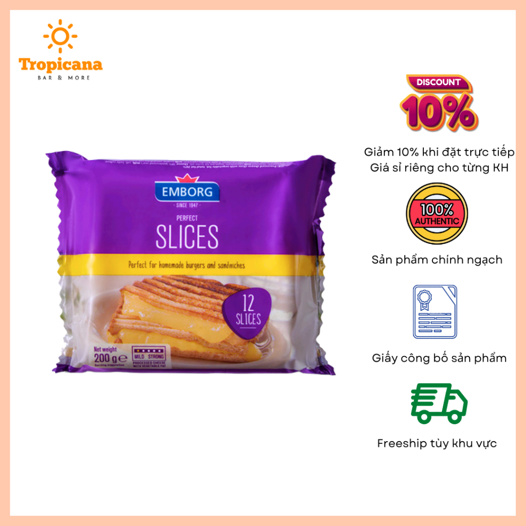 Phô mai lát Emborg Perfect Slices - Gói 200gr | Shopee Việt Nam