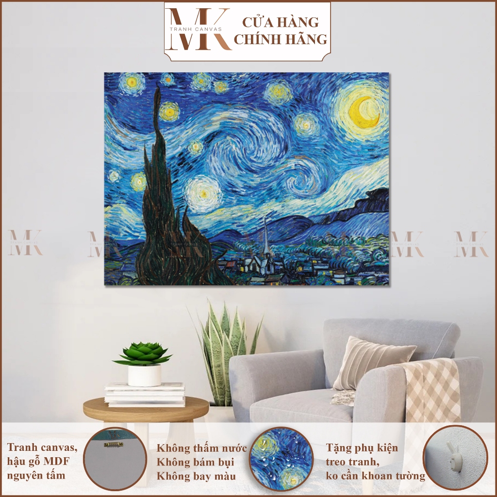 (Tranh treo tường) Tranh Vincent Van Gogh, tranh canvas decor phòng ngủ ...