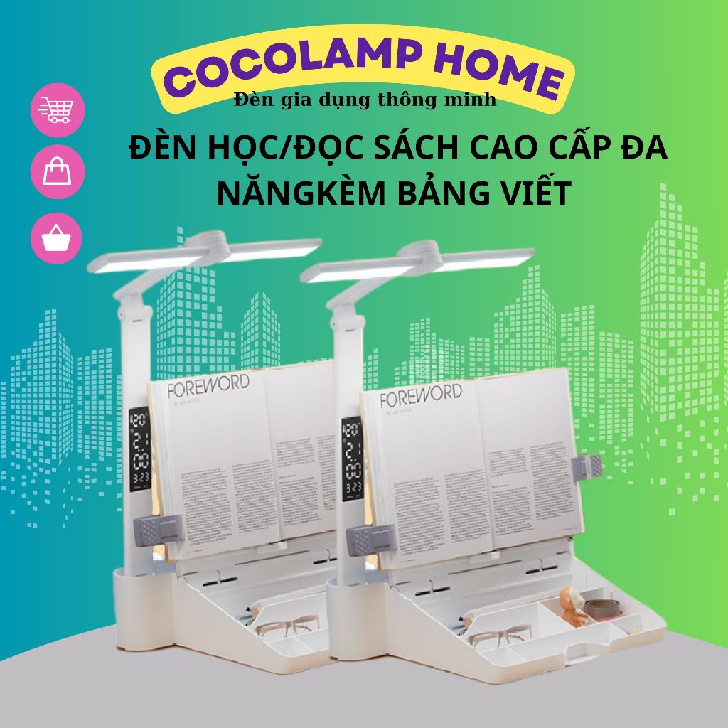 Đèn Bàn Học Thông Minh Tiện Ích COCOStore 3 Màu Ánh Sáng Sạc Tich Điện Cao Cấp Kèm Giá Đỡ Sách ...