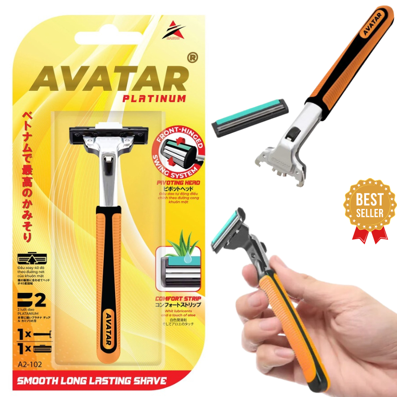Dao cạo râu 2 lưỡi Avatar Platinum Kèm Dải Bôi Trơn Tinh Chất Lô Hội ...