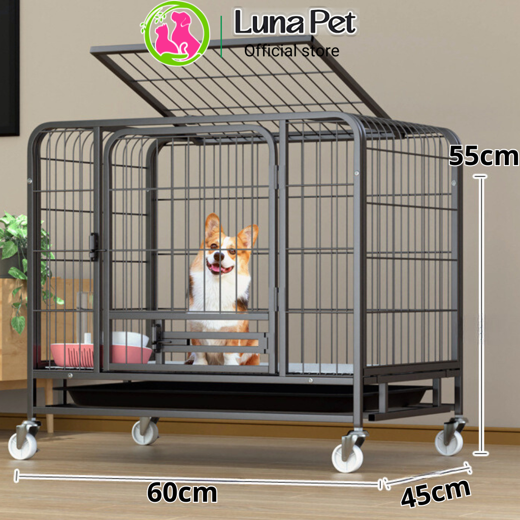 Chuồng nuôi chó mèo lớn 7.5KG KHUNG NAN ỐNG có bánh xe di chuyển Luna ...