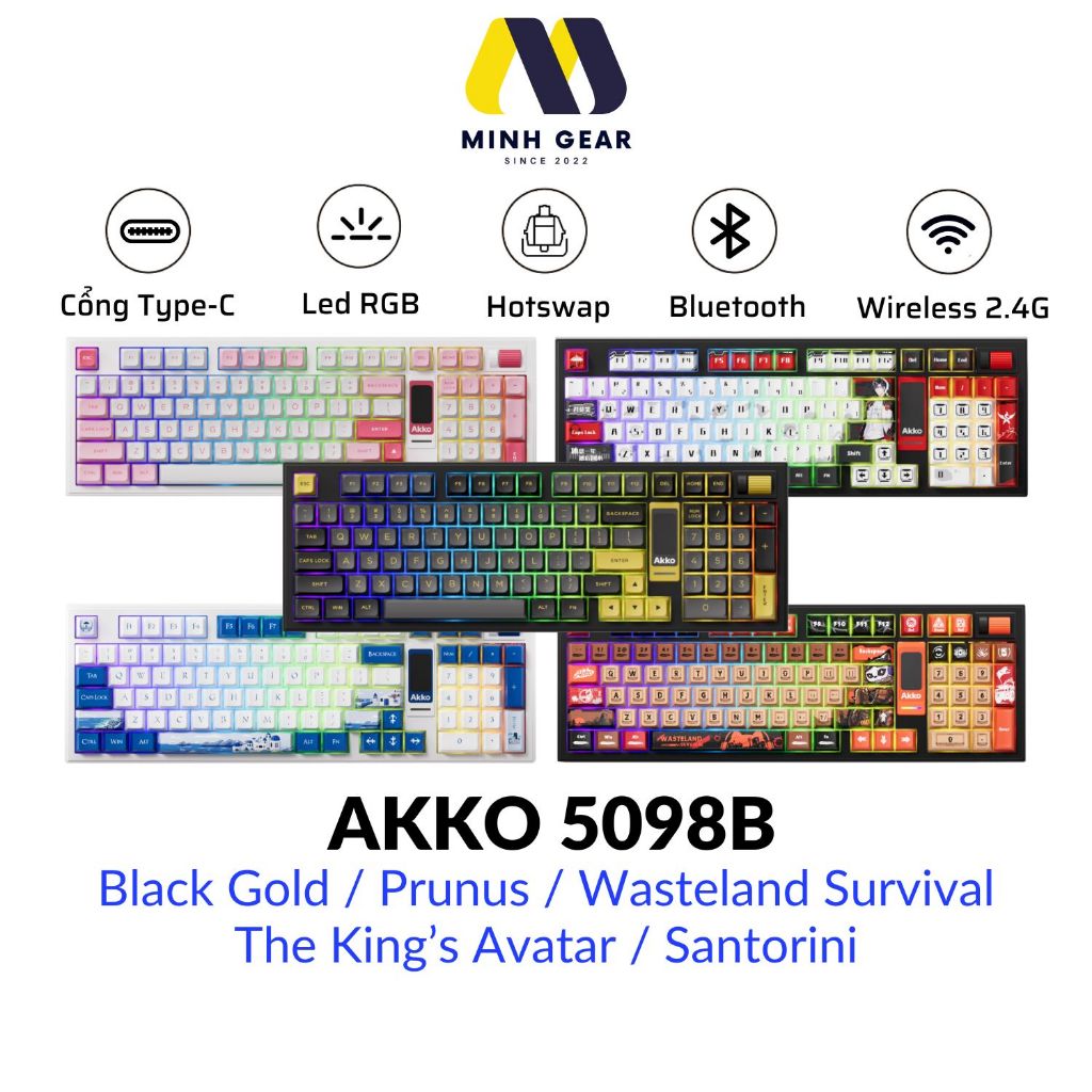 Bàn phím cơ AKKO 5098B (Black Gold / Prunus / Wasteland Survival / The ...