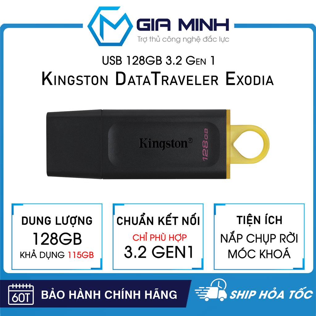 USB 128GB Kingston DataTraveler Exodia - Chuẩn Kết Nối 3.2 Gen1 - DTX/128 - Bảo Hành 60 Tháng ...