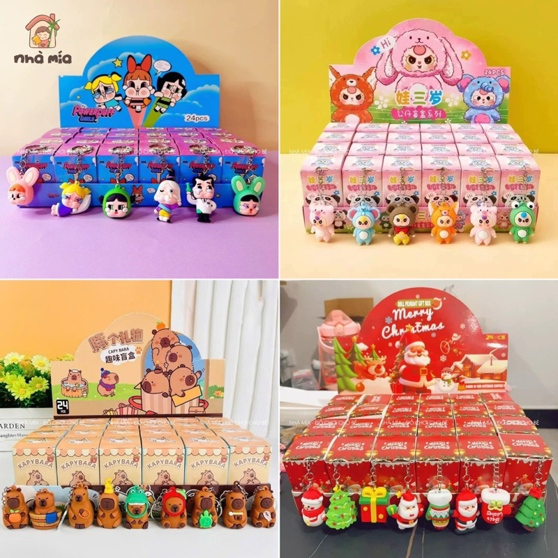 Blindbox hộp đựng móc khóa labubu Noel kuromi capybara, Pop Mart bóc ...