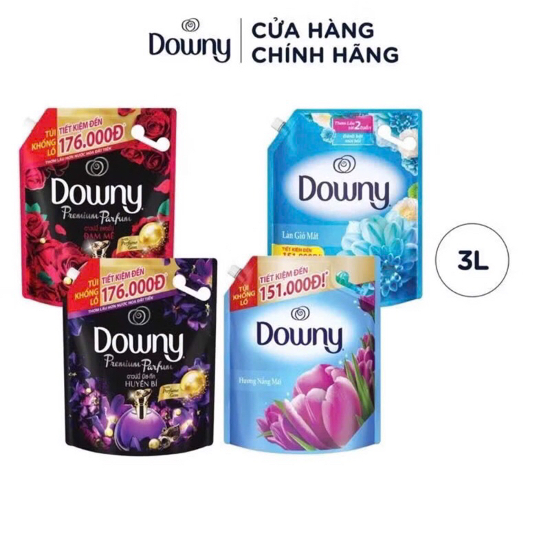 Nước xả vải Downy tinh dầu thiên nhiên túi 3kg/3,5kg/4L Date luôn mới (bao bì tuỳ lô nhập hàng ...