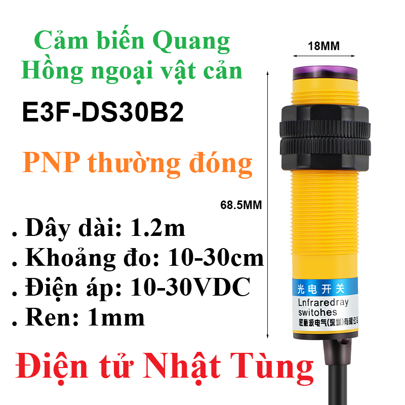 CẢM BIẾN QUANG E3F-DS30C2 NPN, E3F-DS30B2 PNP HỒNG NGOẠI THƯỜNG ĐÓNG ...