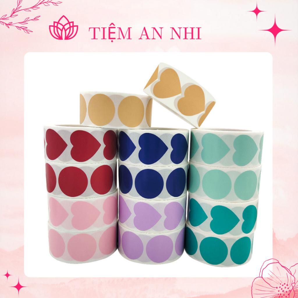 Cuộn 500 Sticker Trái Tim Dùng Trang Trang Trí, Dán Nhãn, Gói Quà Tặng ...