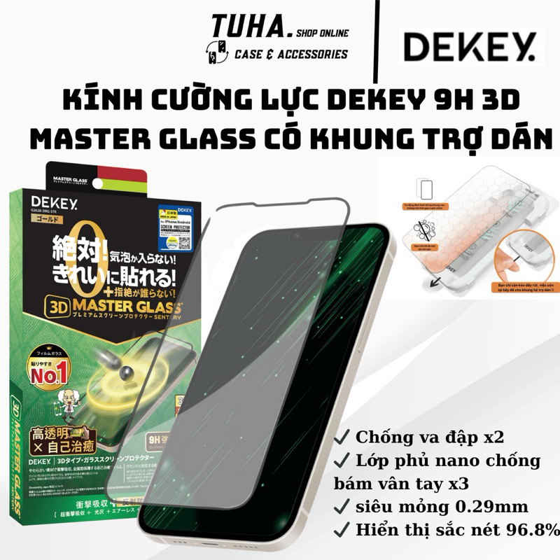 Kính Cường Lực DEKEY Kèm Khung Trợ Dán 9H MASTERGLASS 3D SENTERY Phiên ...