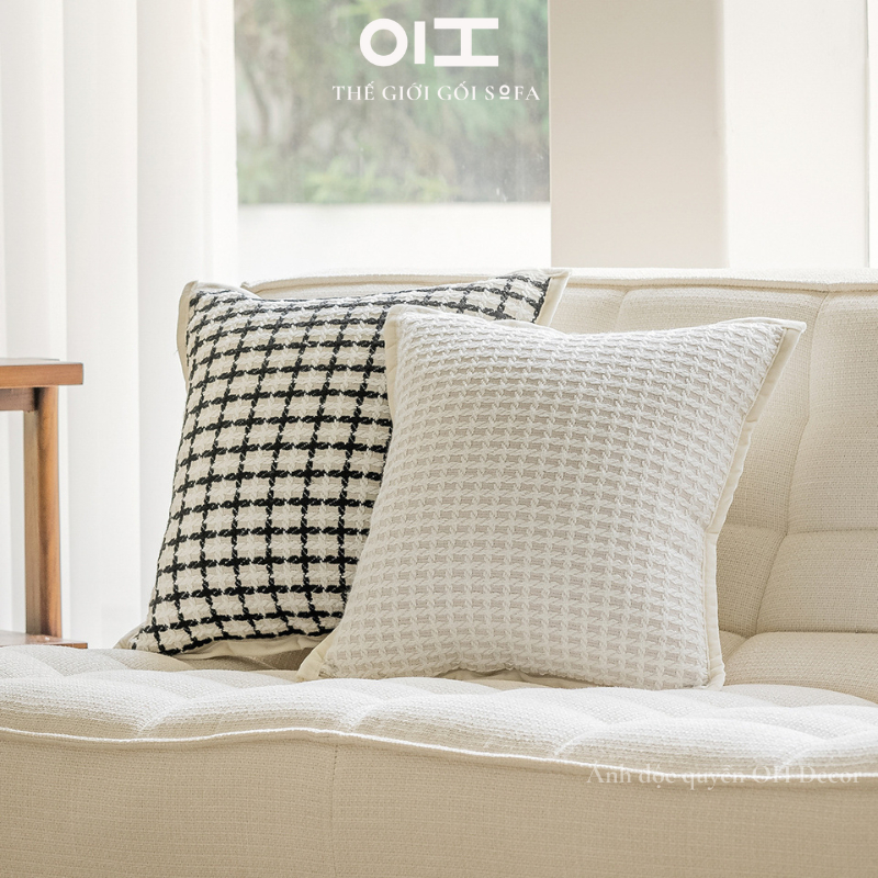 Gối tựa lưng sofa gối sofa vuông 45x45 trang trí họa tiết thêu nổi OH ...