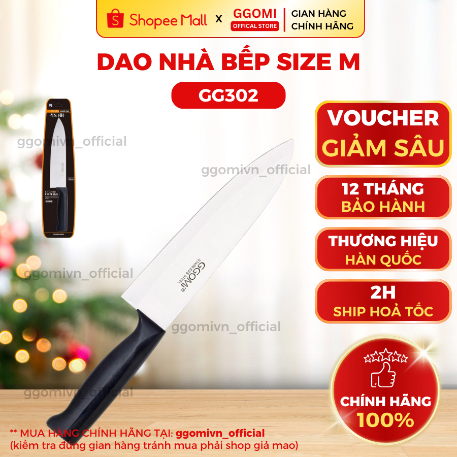 Dao nhà bếp trơn cỡ trung Ggomi GG302 dài 30cm, thép không gỉ an toàn | Shopee Việt Nam