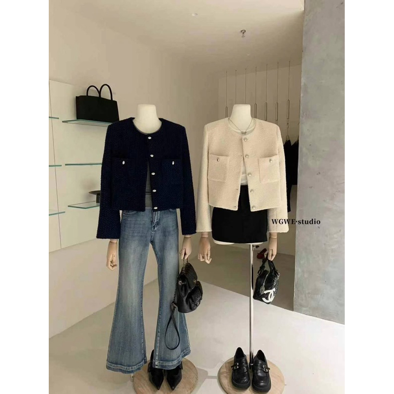 / wgwe / Sẵn / Áo Khoác Dạ Dài Tay Cổ Tròn Dáng Vừa Sang Chảnh Nữ Tính ...