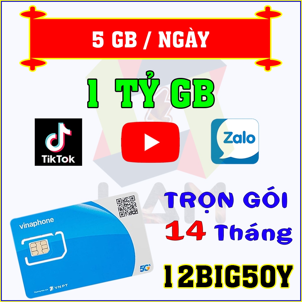 Sim 4G 5G Vinaphone U1500, BIG50Y, Fhappy, TD49, D89Y (Có eSIM) Miễn Phí 1 Năm Không Nạp Tiền ...