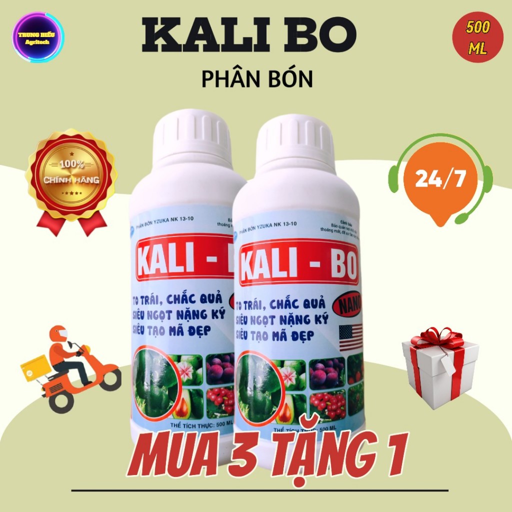 KALI BO 500 ML combo 4 chai giúp cây: to trái, chắc quả, siêu ngọt,nặng ...