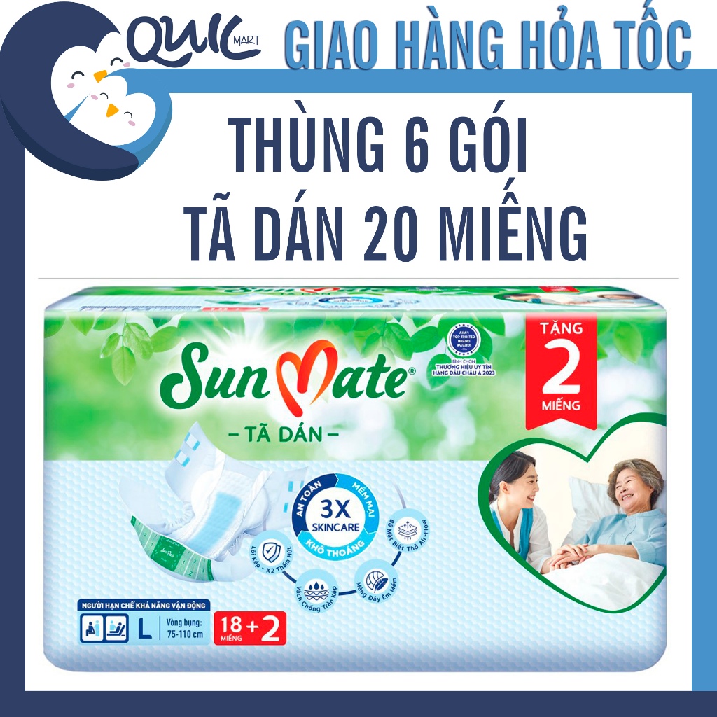 SỈ - THÙNG 6 GÓI Tã dán Người già Sunmate M18+2/ M/L18+2/ XL18+2 miếng | Shopee Việt Nam