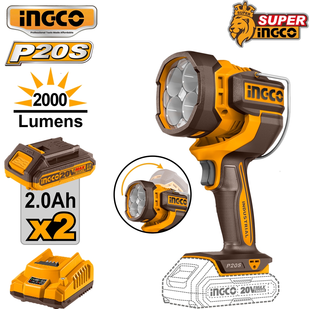 Đèn làm việc 22.5W cầm tay dùng pin 20V Ingco CWLI2088 | Shopee Việt Nam