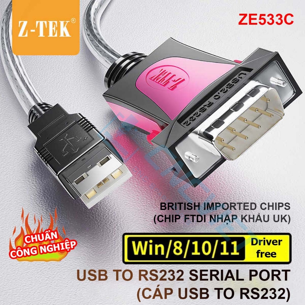 Cáp USB COM Z-TEK ZE533C VÀ ZE551A - chip FTDI - Chuyên cho CNC - Chính ...