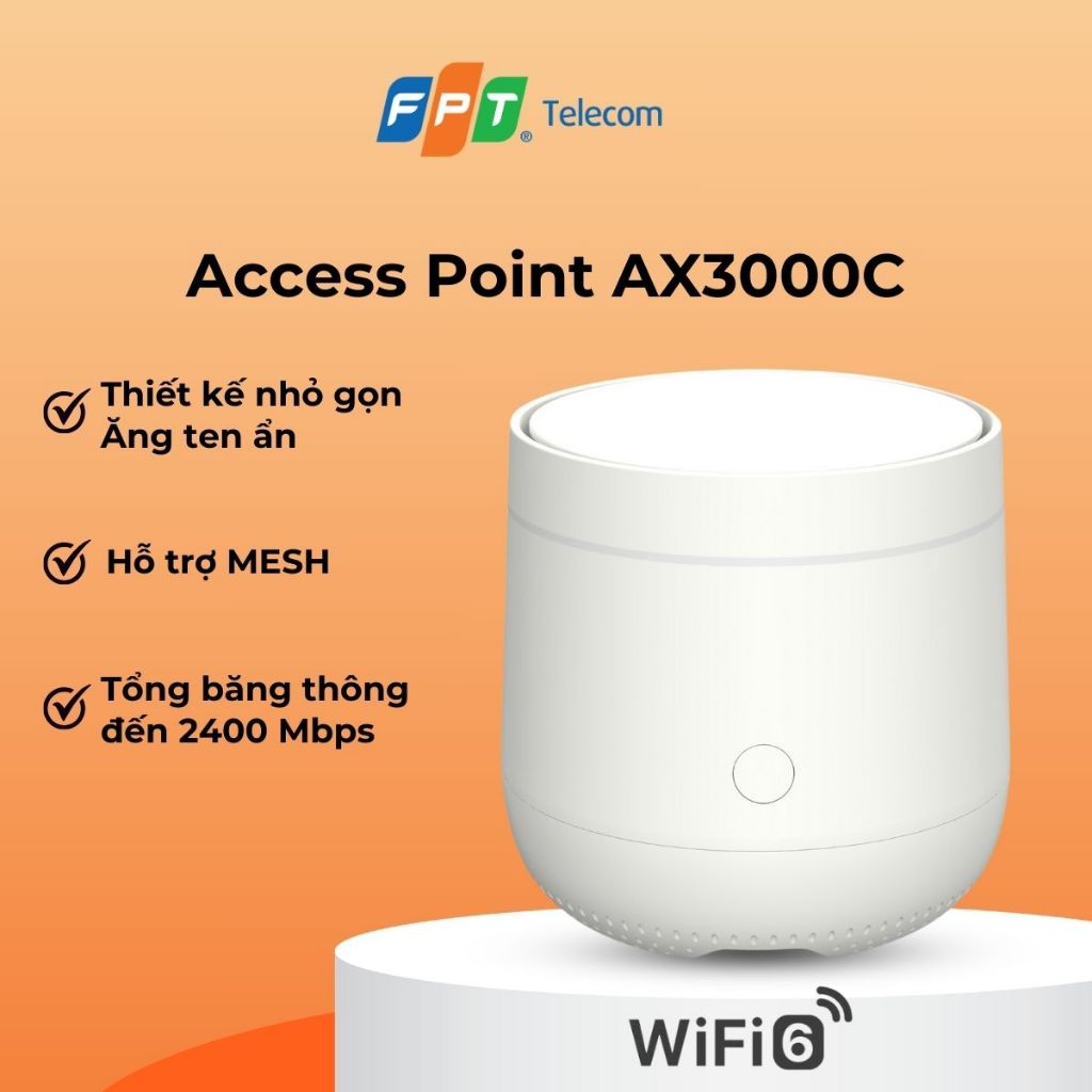 Access Point AX3000C Hỗ trợ chuẩn Wifi 6 lên tới 1800 Mbps, ăng ten ẩn ...