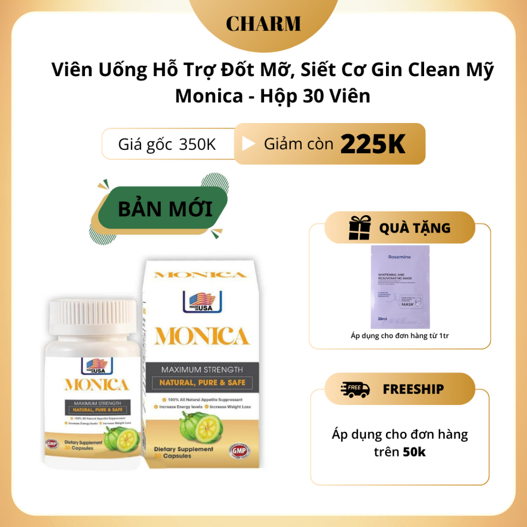 Viên Uống Hỗ Trợ Đốt Mỡ, Siết Cơ Gin Clean Mỹ Monica - Hộp 30 Viên | Shopee Việt Nam