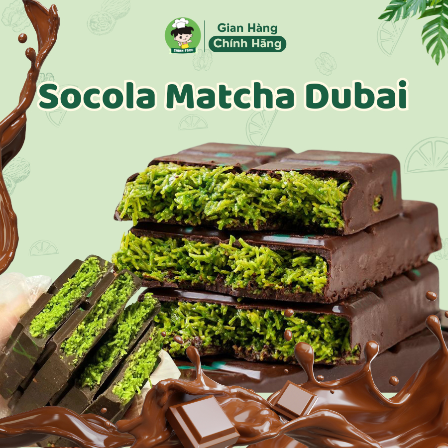 Socola Dubai Matcha Nguyên Chất Không Đường Shin Food, Chocolate Dubai ...
