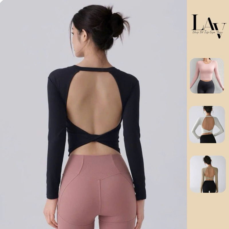 Áo dài tay tập gym, yoga, thể thao crotop mút đệm liền áo, hở lưng tôn dáng - LAV Activewear ...