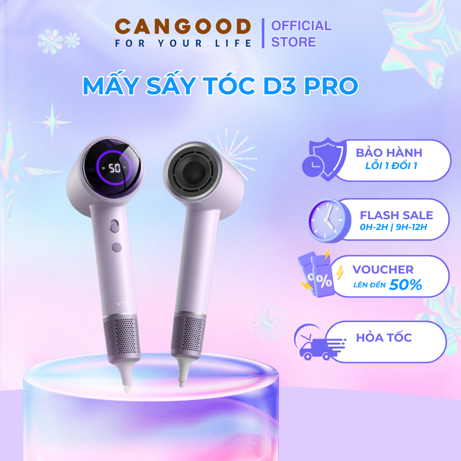 Máy sấy tóc ION âm Không Cánh VTT có màn hình led D3 PRO Công Suất ...