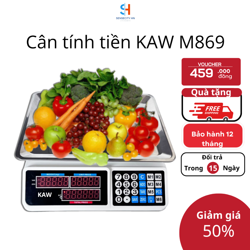 Cân tính tiền KAW M869 cân chống nước, tốc độ xử lý nhanh, bảo hành ...