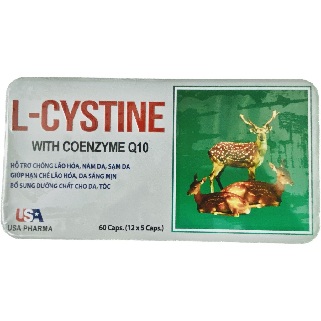 L-Cystine + CoQ10 Hộp Thiếc H/60v USA PHARMA Sáng da, Dưỡng Tóc Móng ...