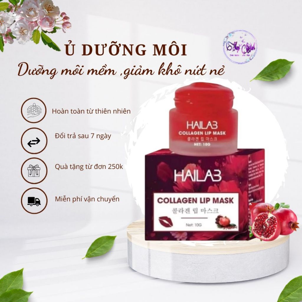 Ủ Dưỡng Môi Lựu Đỏ Collagen Hàn Quốc HaiLaB 10g, Son Dưỡng Môi Giảm Thâm, Lên Màu Sau Phun Săm ...
