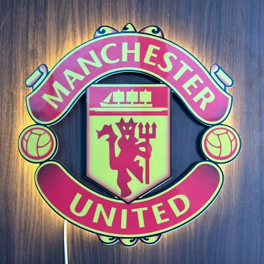 TRANH TRÁNG GƯƠNG LOGO CLB BÓNG ĐÁ MANCHESTER UNITED ĐÈN LED T15 ...