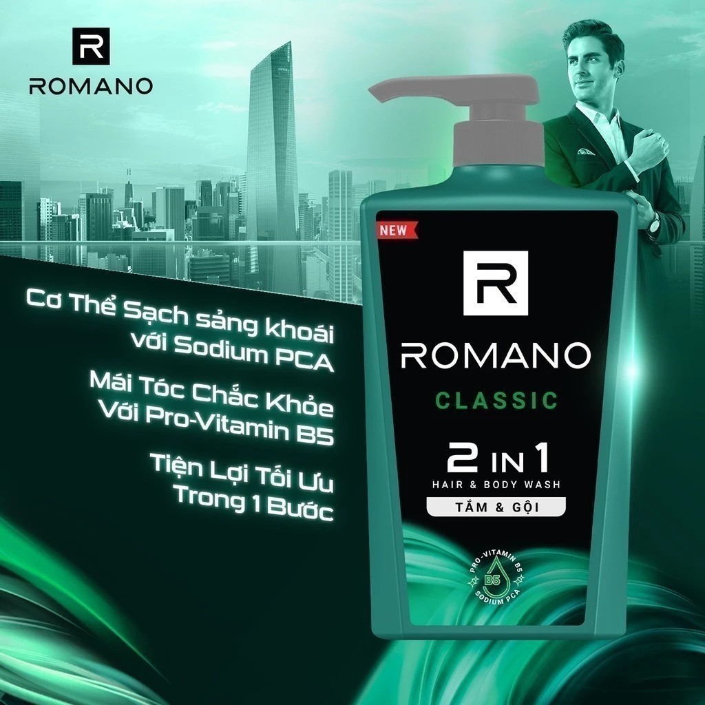 LS B-K x Tắm gội 2 trong 1 Romano 2in1 900g Classic | Shopee Việt Nam