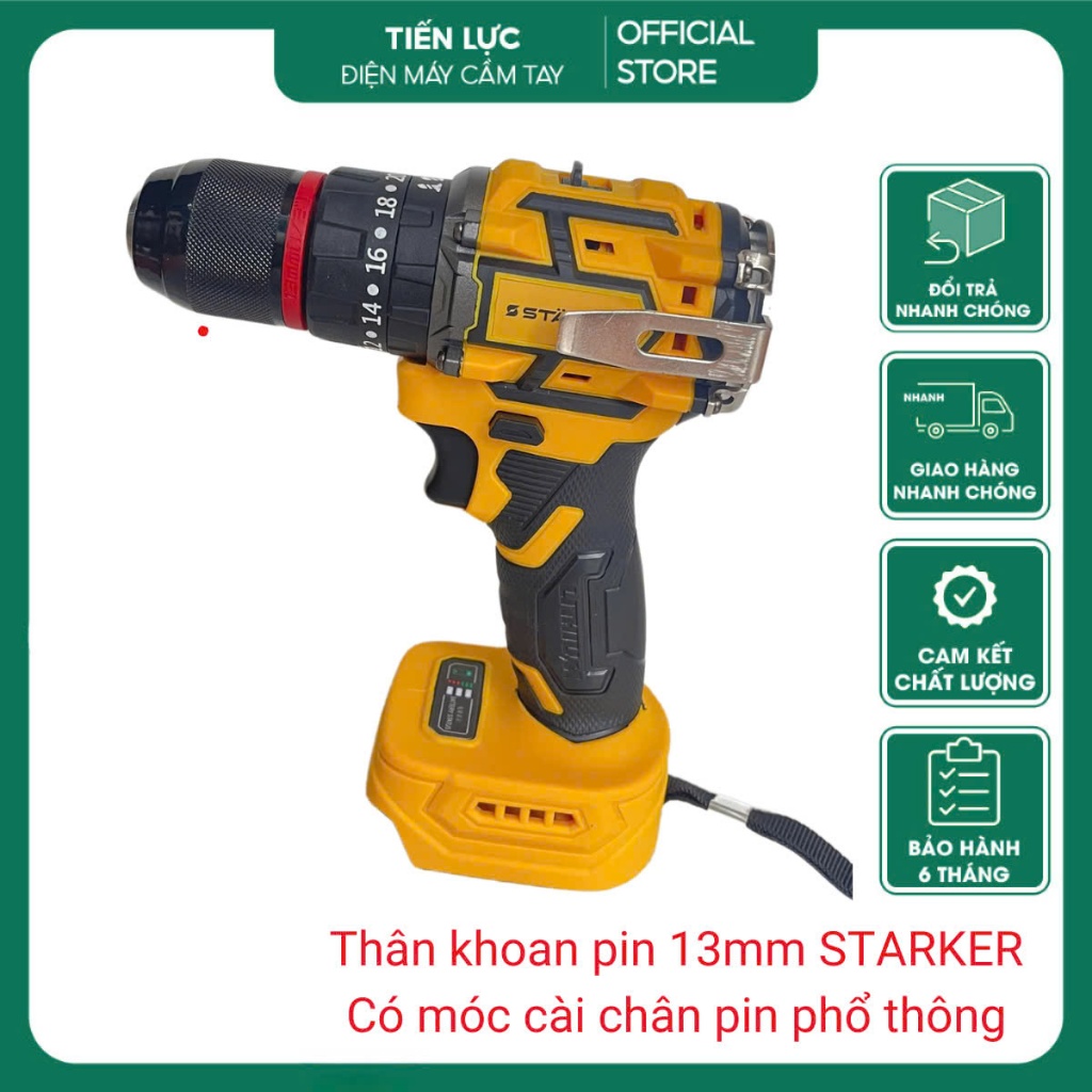 Thân Máy Khoan pin 13mm chân pin phổ thông Starker không chổi than Có ...