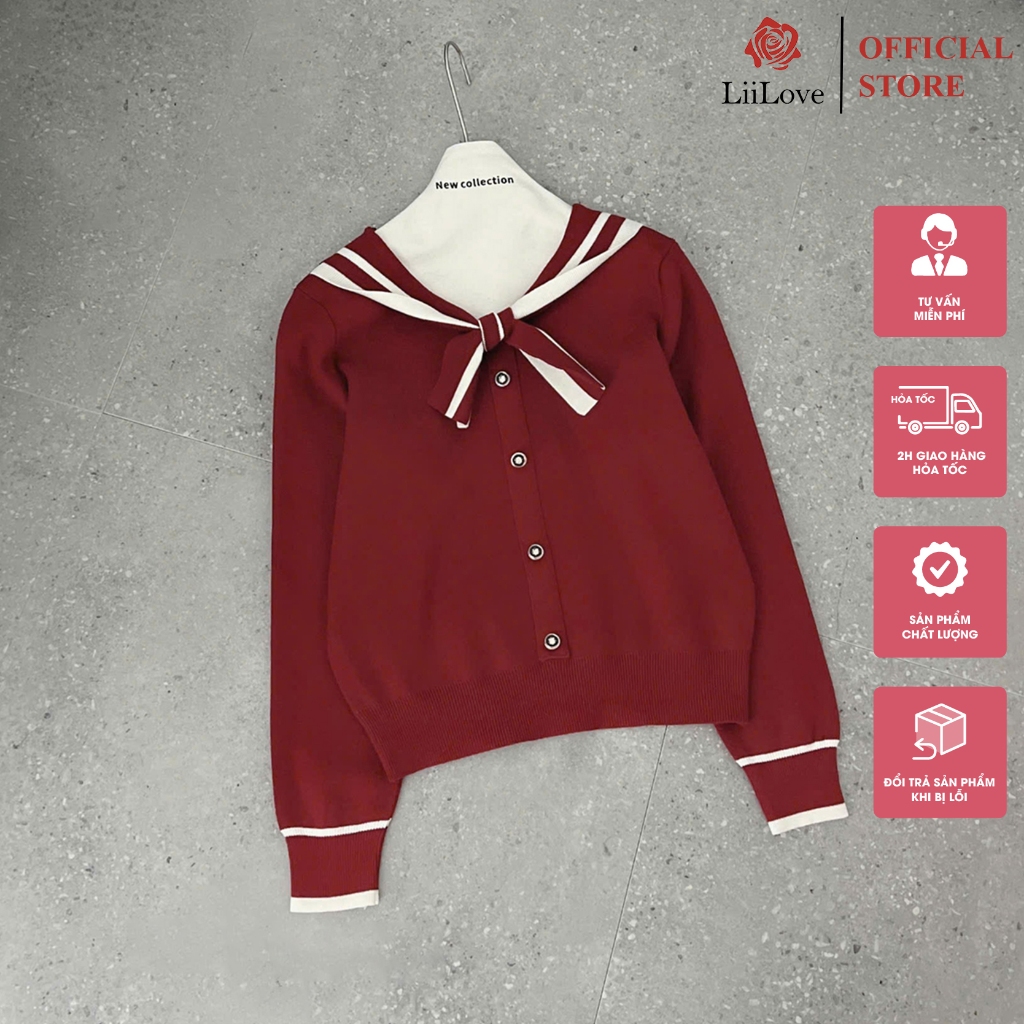 Áo Len Nữ Cổ Thủy Thủ Viền Tay Áo Chất Đanh Dày Len Mịn Hàng QC Lii Love CK31 | Shopee Việt Nam