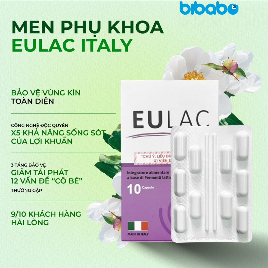 MEN VI SINH PHỤ KHOA Eulac Italia chứa 5 tỷ CFU lợi khuẩn giảm và ngừa ...